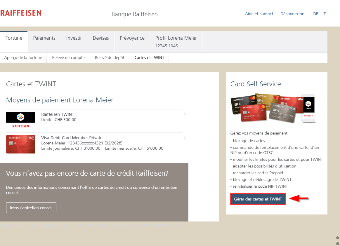 Comment puis-je modifier ma limite TWINT?